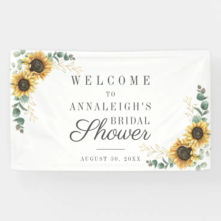 Sunflower Eucalyptus Floral Rustic Bridal Shower Banner | Zazzle