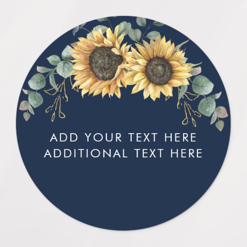 Sunflower Eucalyptus Greenery Bridal Shower Labels | Zazzle