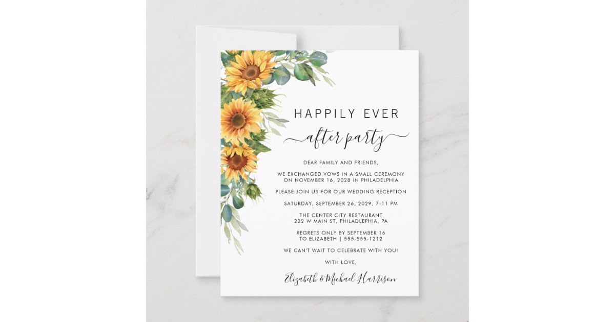Sunflower Eucalyptus Photo Wedding Reception | Zazzle