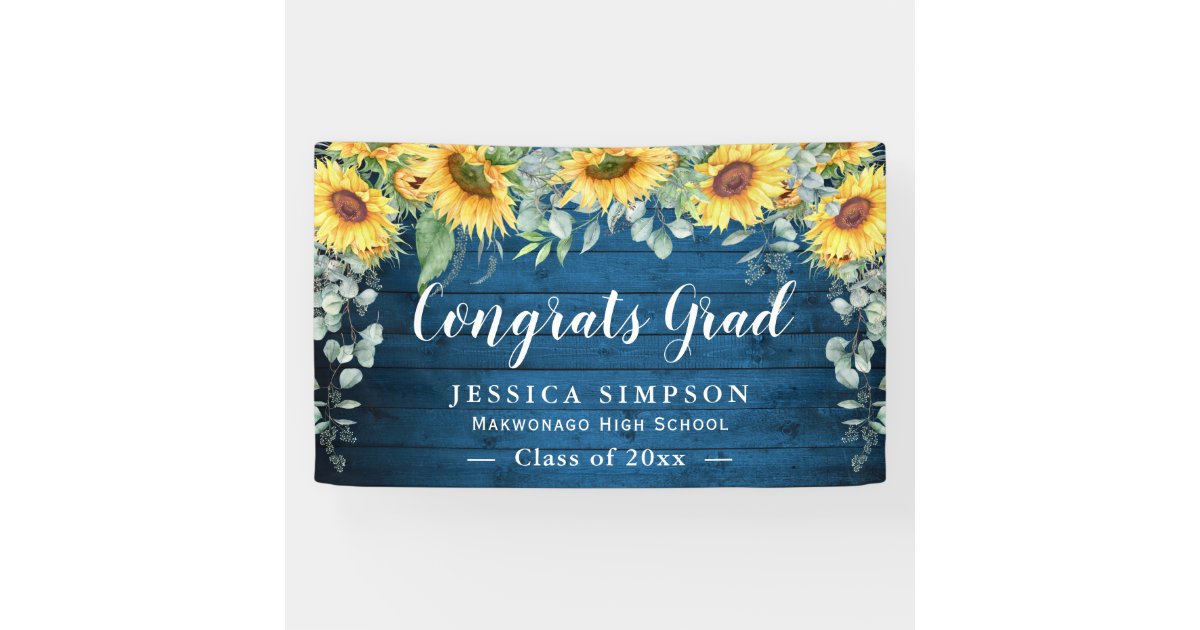 Sunflower Eucalyptus Rustic Graduation Graduate Banner | Zazzle