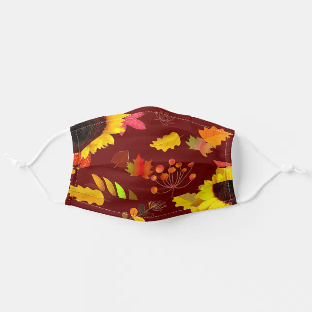 Sunflower Fall Autumn Leaves Cloth Face Masks | Zazzle