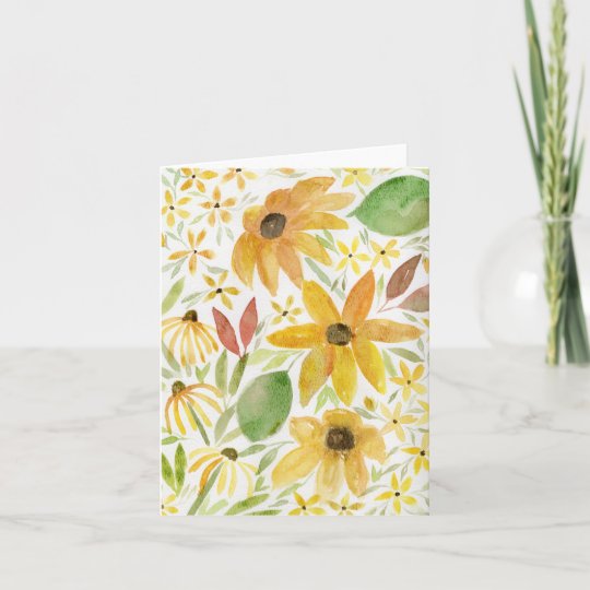 Sunflower Fall Watercolor Card | Zazzle.com