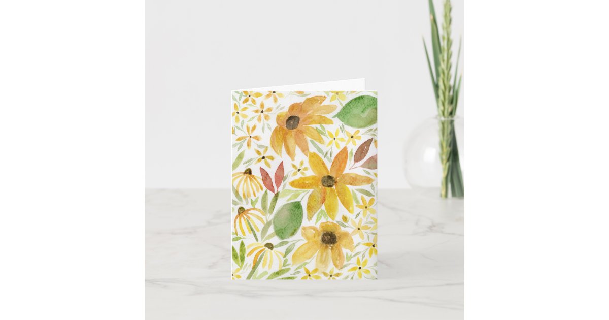 Sunflower Fall Watercolor Card | Zazzle