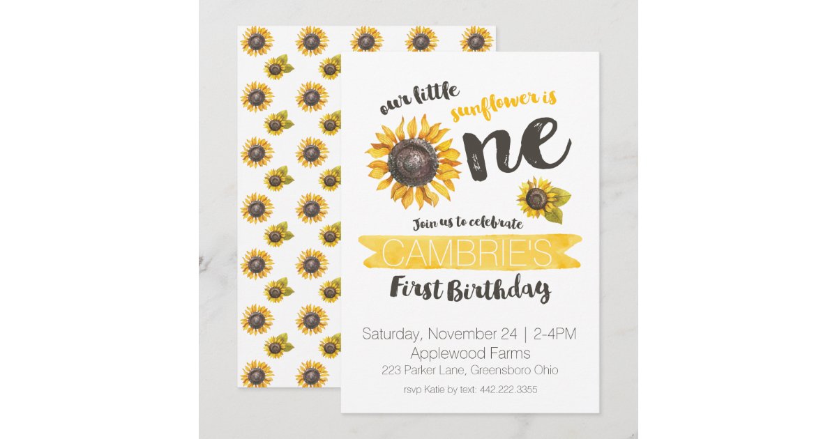 Sunflower First Birthday Invitation | Zazzle