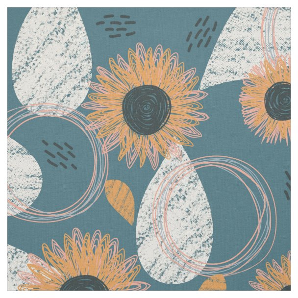 blue sunflower pattern fabric | Zazzle