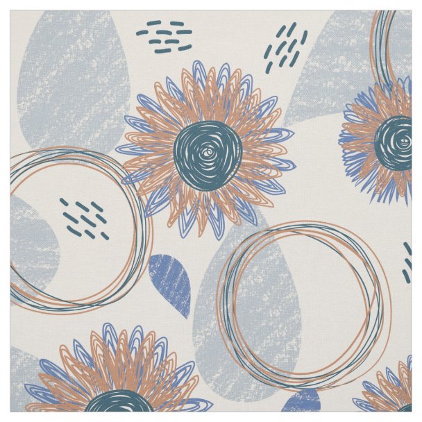 blue sunflower pattern fabric | Zazzle