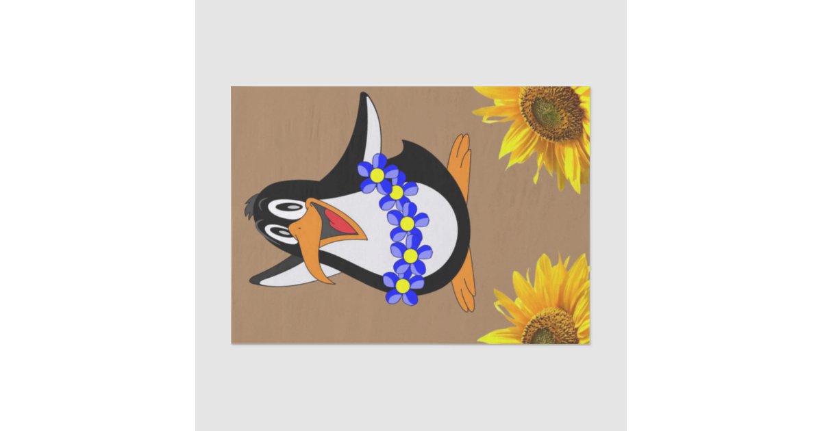 Sunflower Floral Penguin Tissue Paper | Zazzle