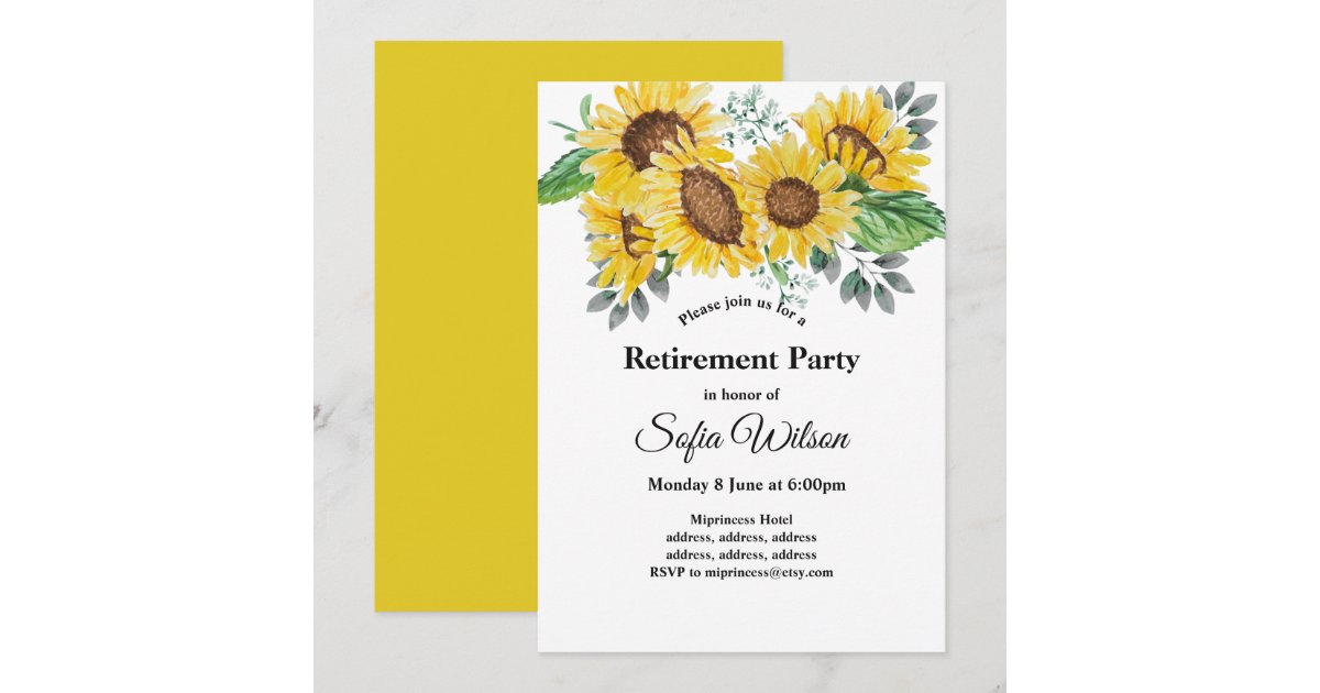 sunflower, floral retirement party invitation | Zazzle