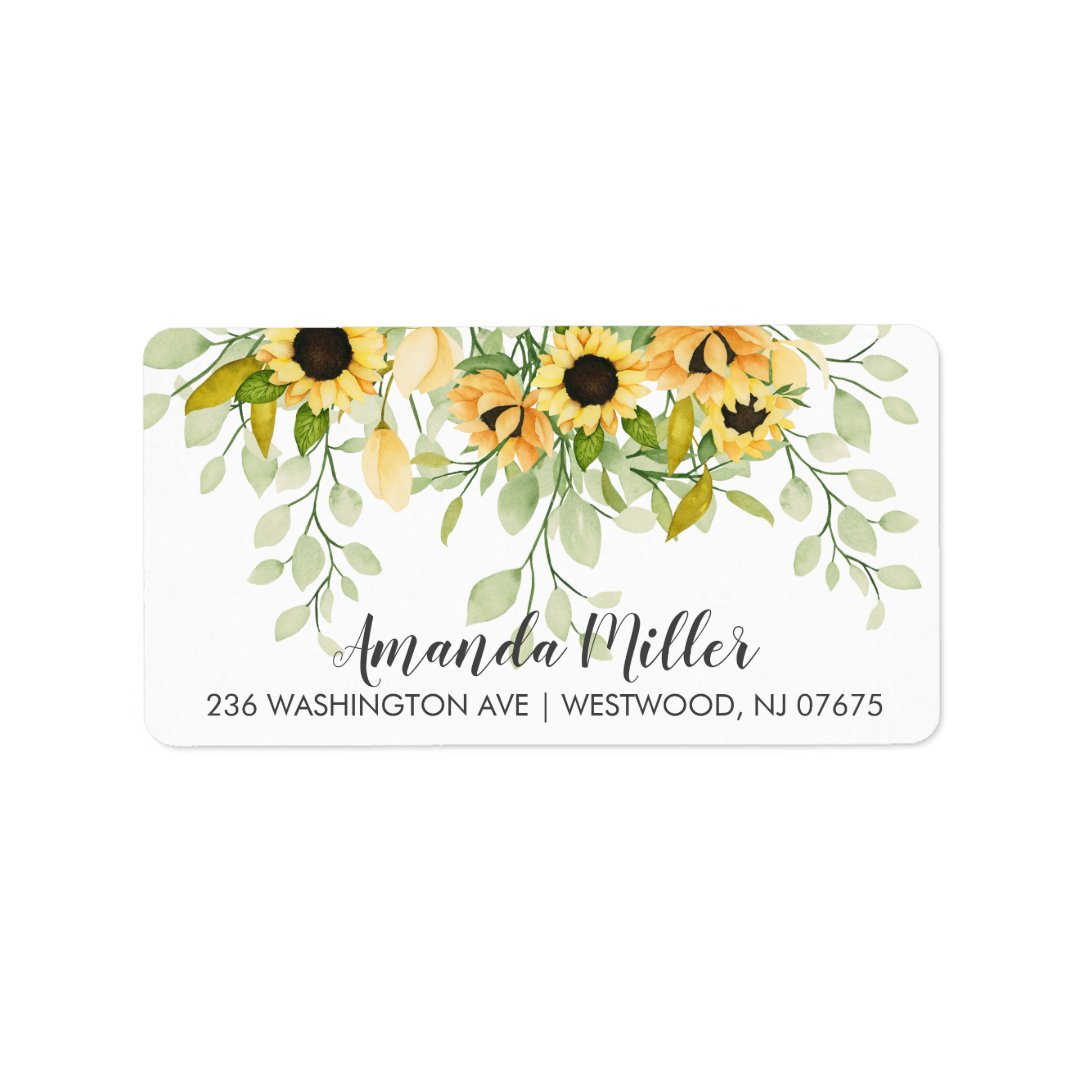 Sunflower Floral Return Address Label | Zazzle
