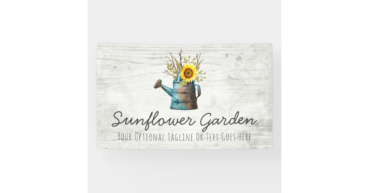 Sunflower Floral & Rustic Wood Vintage Cottage Banner | Zazzle