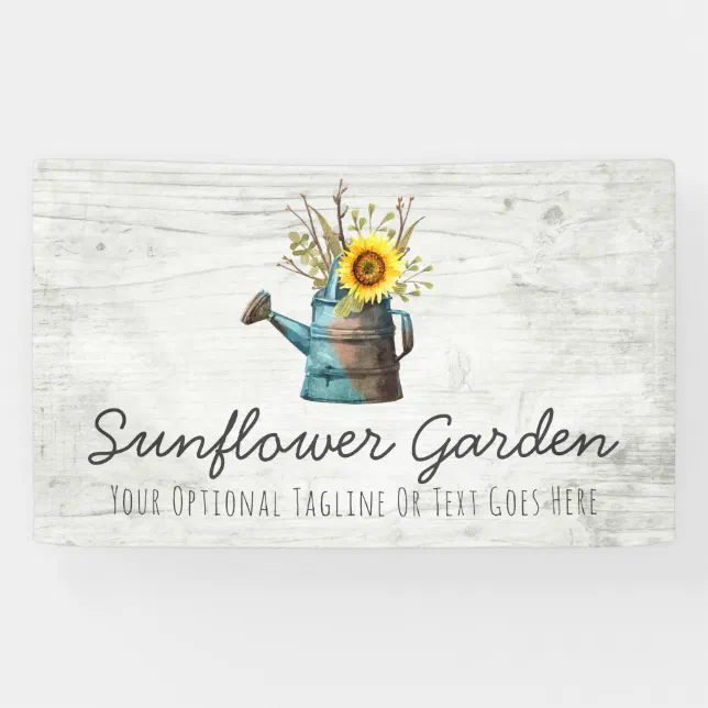 Sunflower Floral & Rustic Wood Vintage Cottage Banner | Zazzle
