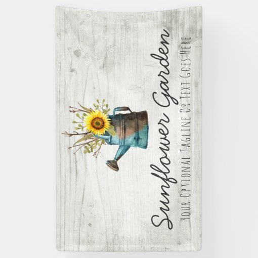 Sunflower Floral & Rustic Wood Vintage Cottage Banner | Zazzle