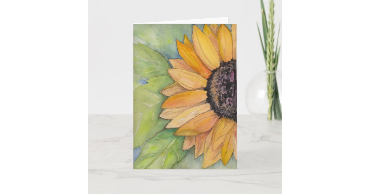 Sunflower Floral Watercolor Card | Zazzle