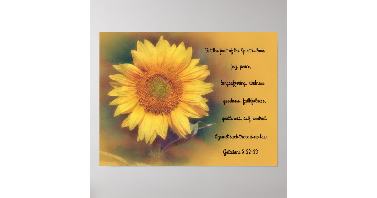 Sunflower Flower Bible Verse Art Poster | Zazzle