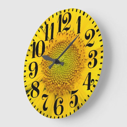 Sunflower Flower Big Number Wall Clock | Zazzle