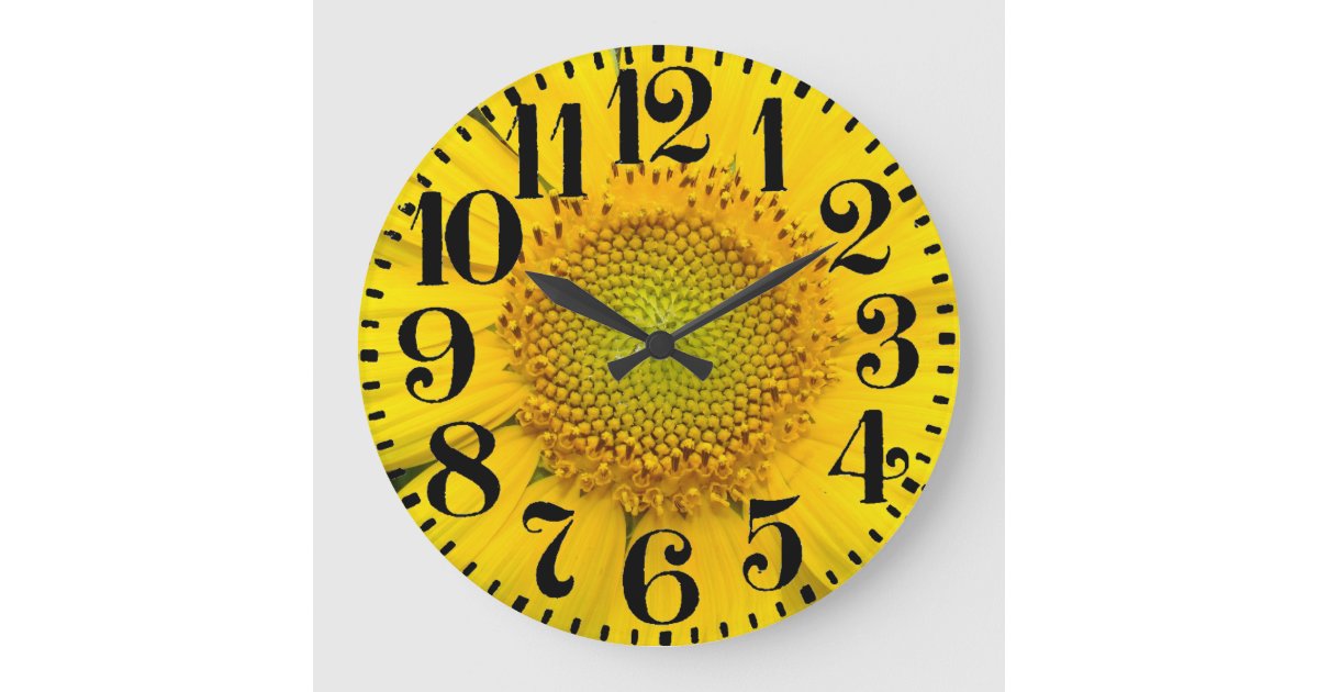 Sunflower Flower Big Number Wall Clock | Zazzle