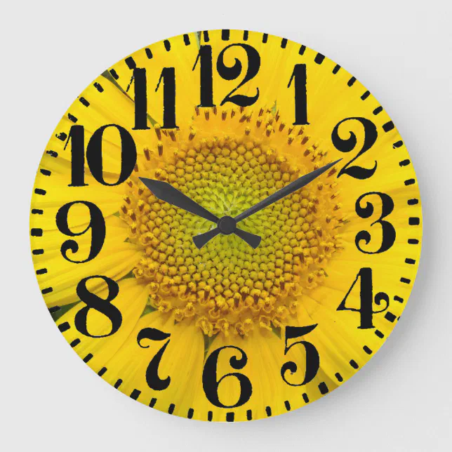 Sunflower Flower Big Number Wall Clock | Zazzle