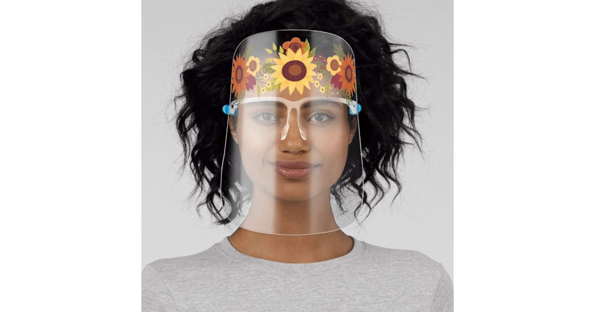 Sunflower Flower Crown Face Shield | Zazzle
