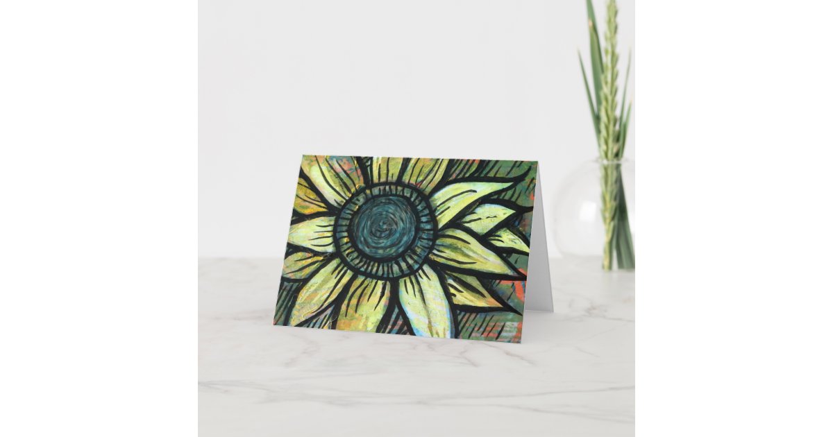 Sunflower flower earth day Sunflowers Art Card | Zazzle