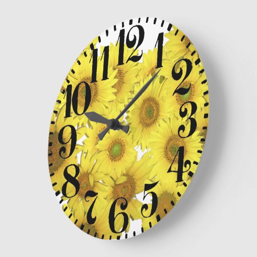 Sunflower Flowers Big Number Wall Clock | Zazzle