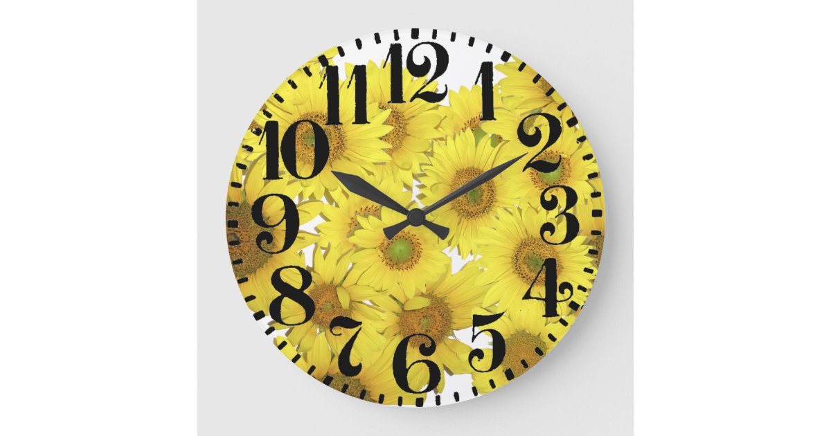 Sunflower Flowers Big Number Wall Clock | Zazzle