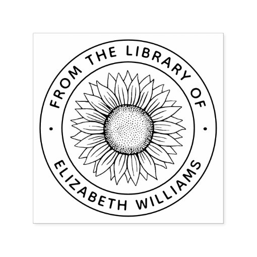 Sunflower from the library of book custom name self-inking stamp | Zazzle