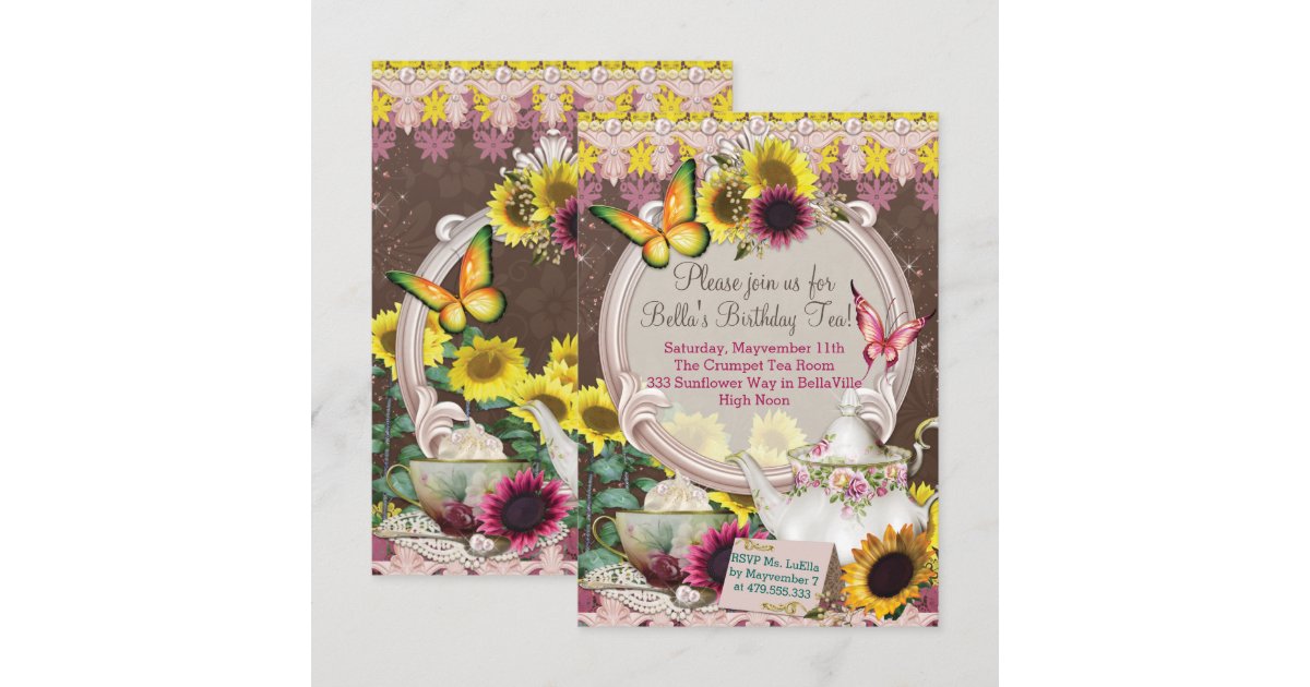 Sunflower Garden Tea Party Invitation | Zazzle