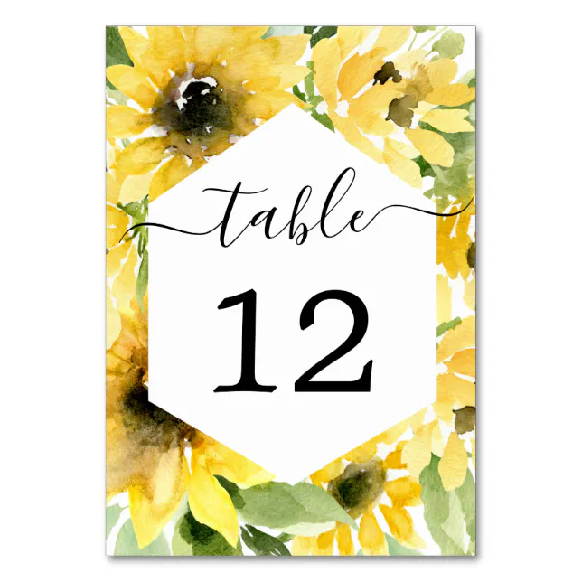 Sunflower Garden Wedding Table Numbers | Zazzle