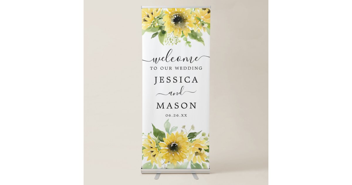 Sunflower Garden Wedding Welcome Banner Stand | Zazzle