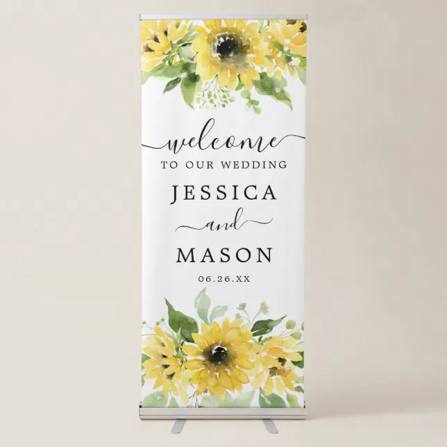 Sunflower Garden Wedding Welcome Banner Stand | Zazzle