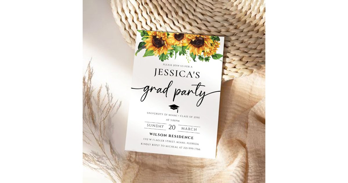 Sunflower Graduation Invitation | Zazzle
