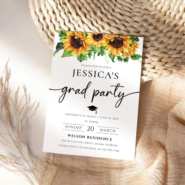 Sunflower Graduation Invitation | Zazzle