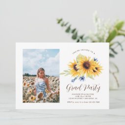 Sunflower Graduation Invitation, Photo Grad Invite | Zazzle
