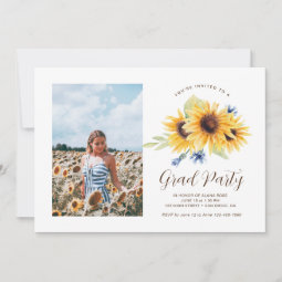 Sunflower Graduation Invitation, Photo Grad Invite | Zazzle