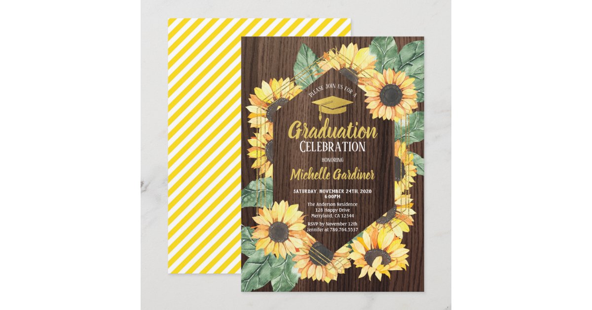 Sunflower Graduation Party Celebration Invitation | Zazzle