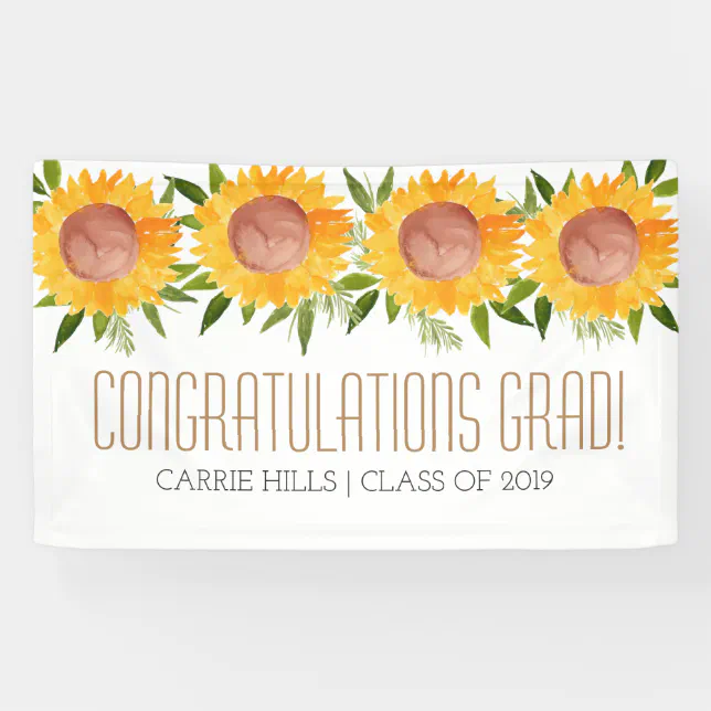 Sunflower graduation party congratulations banner | Zazzle