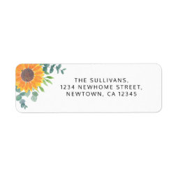Sunflower Greenery Return Address Label | Zazzle
