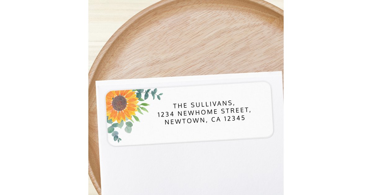 Sunflower Greenery Return Address Label | Zazzle