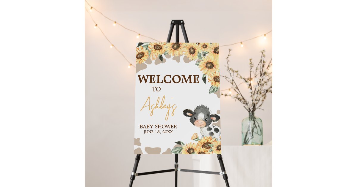 Sunflower Holy Cow Baby Shower Welcome Sign | Zazzle