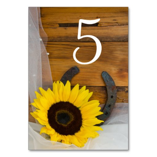 Sunflower Horseshoe Western Wedding Table Numbers | Zazzle