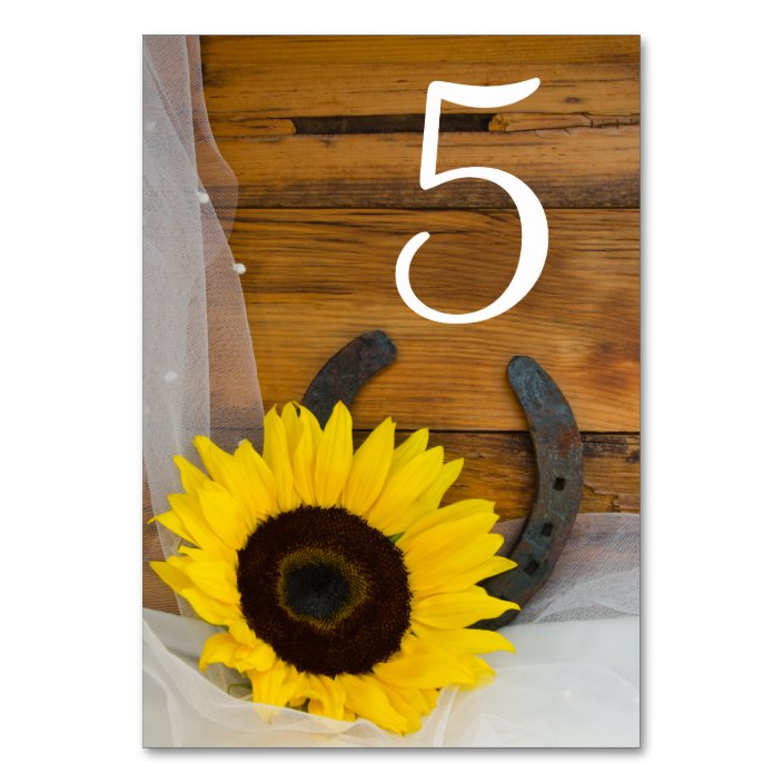 Sunflower Horseshoe Western Wedding Table Numbers | Zazzle.com