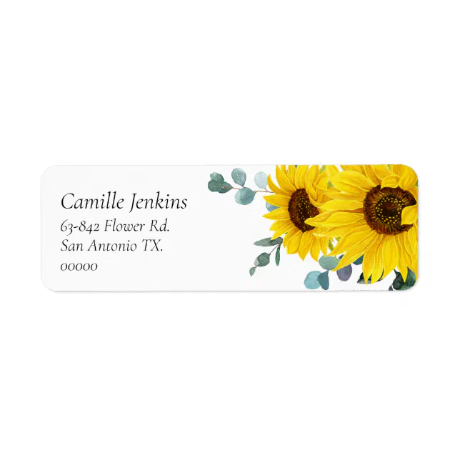 Sunflower Invitation Return Address Label | Zazzle