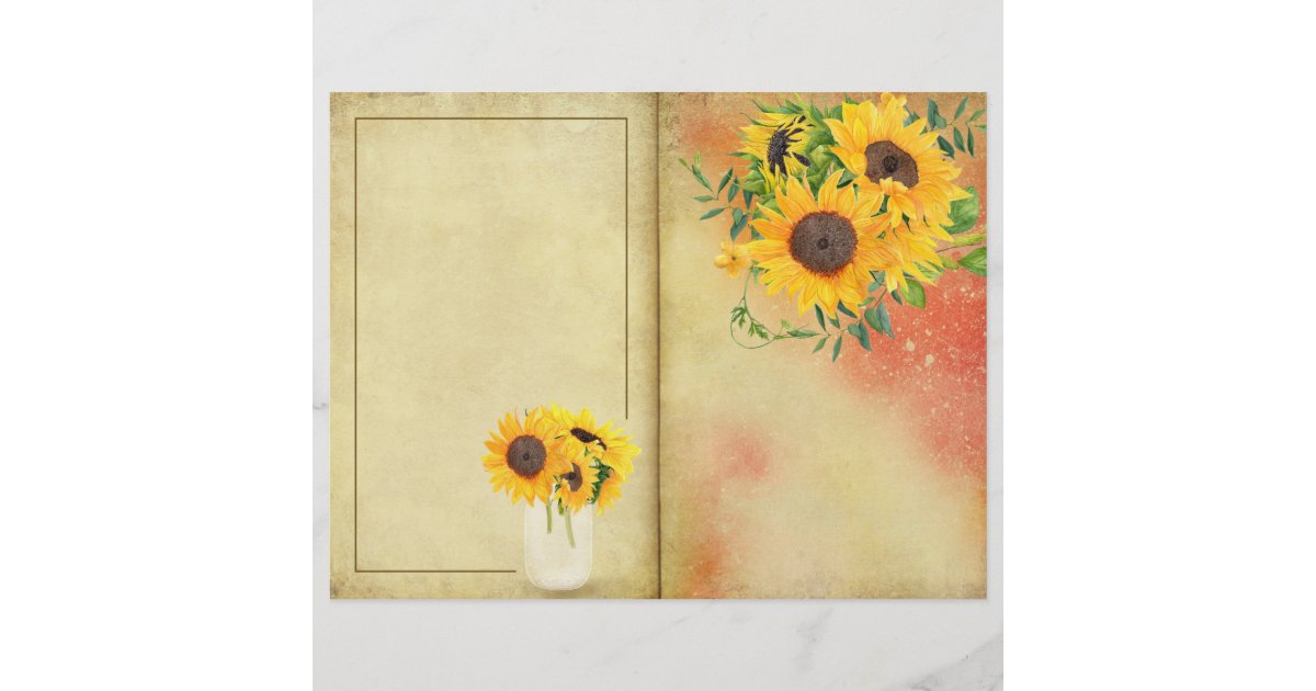 Sunflower Journal Page Scrapbook Paper | Zazzle