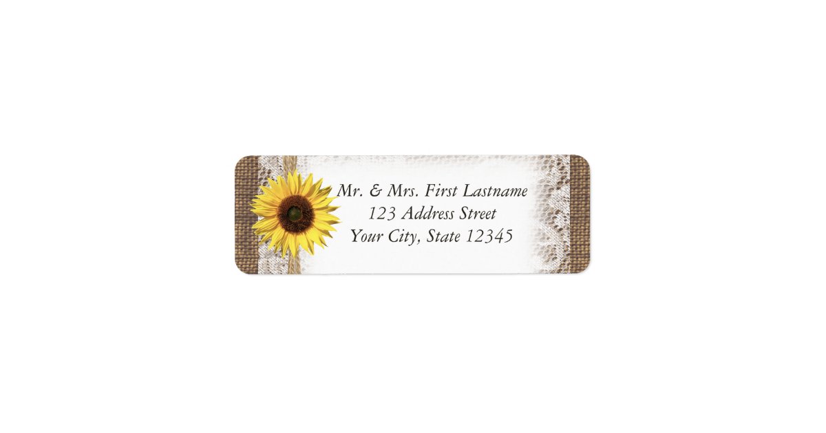 Sunflower Lace and Burlap Label | Zazzle