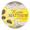 Sunflower Lace Burlap Wedding Label | Zazzle