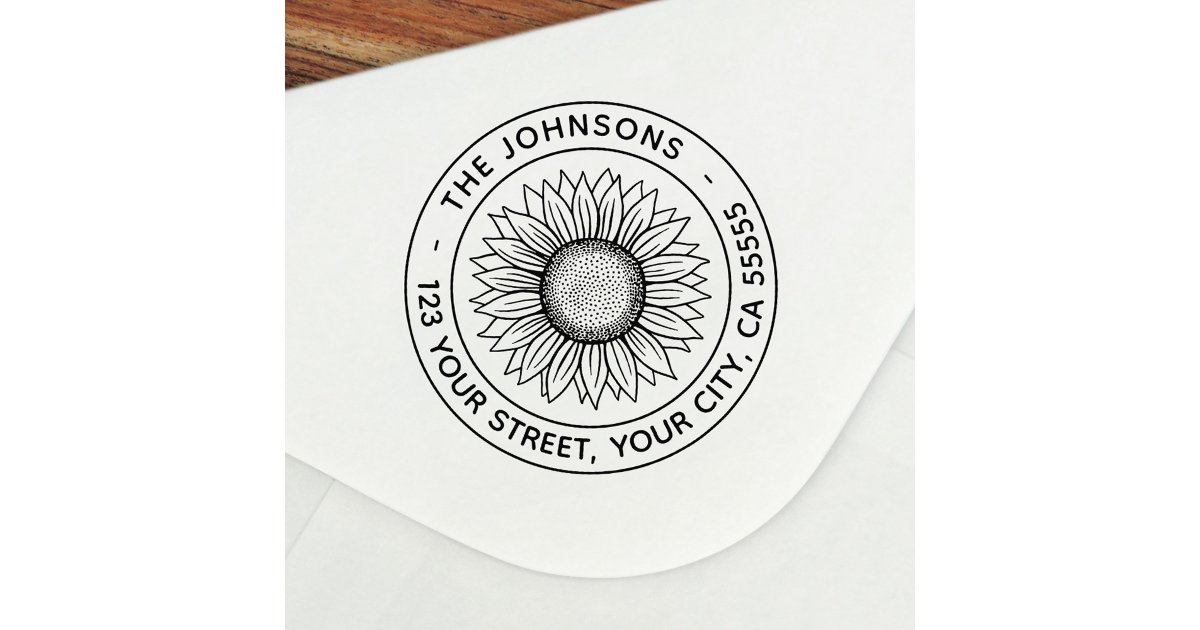 Sunflower modern return address self-inking stamp | Zazzle