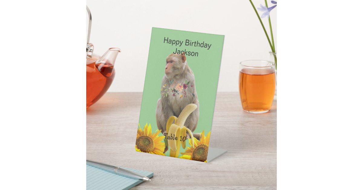 Sunflower Monkey Floral Pedestal Sign | Zazzle