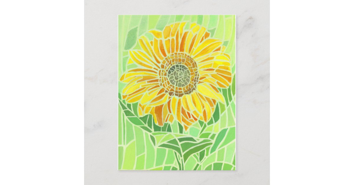 Sunflower Mosaic Design Postcard | Zazzle