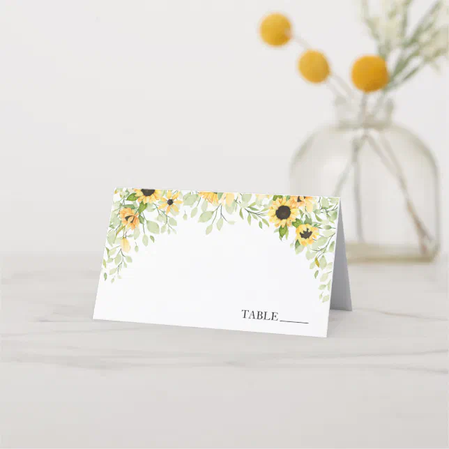 Sunflower Name Place Cards | Zazzle