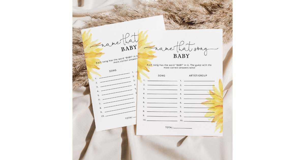 Sunflower Name that song baby shower game | Zazzle